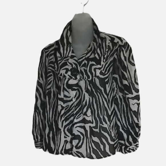 Sere Nade | Tops | Sere Nade Black White Zebra Print Lightweight Shacket Blouse Open Front Xl ...
